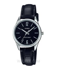 Casio Simple Black Leather Black Dial For Women LTP-V005L-1B