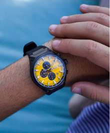 Lee Cooper Charm Black Rubber Yellow Dial For Men LC08063.671