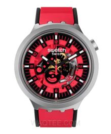 Swatch Big Bold Irony Red Juicy Black And Red Rubber Red Dial For Men ...