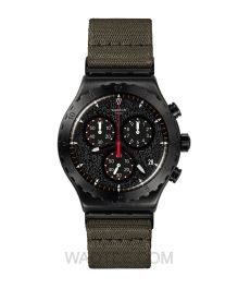 Swatch chronograph By The Bonfire Army Green Cloth Black Dial For Men ...