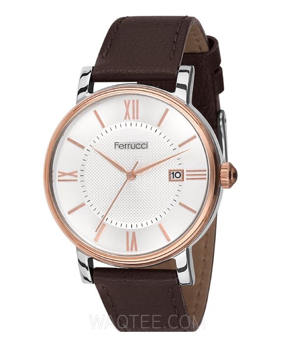 Ferrucci Desert Brown Leather Silver Dial For Men
